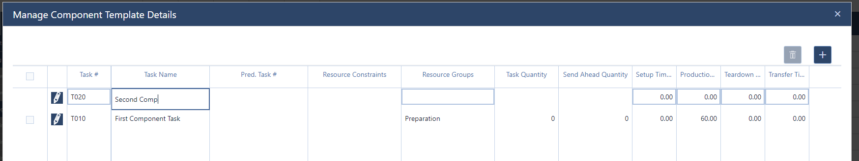 How to schedule components and sub-assemblies (product update)