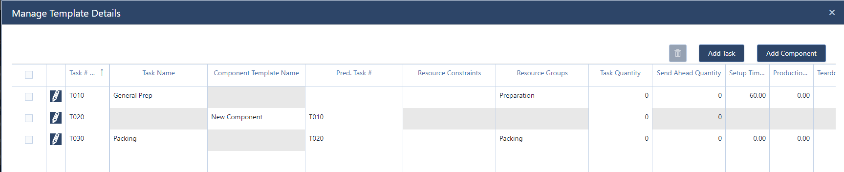 How to schedule components and sub-assemblies (product update)