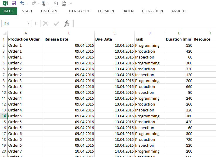 Production Scheduling Excel Template